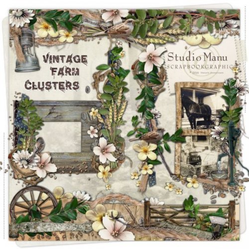 Digital Scrapbooking Kit + Freebie Vintage Farm