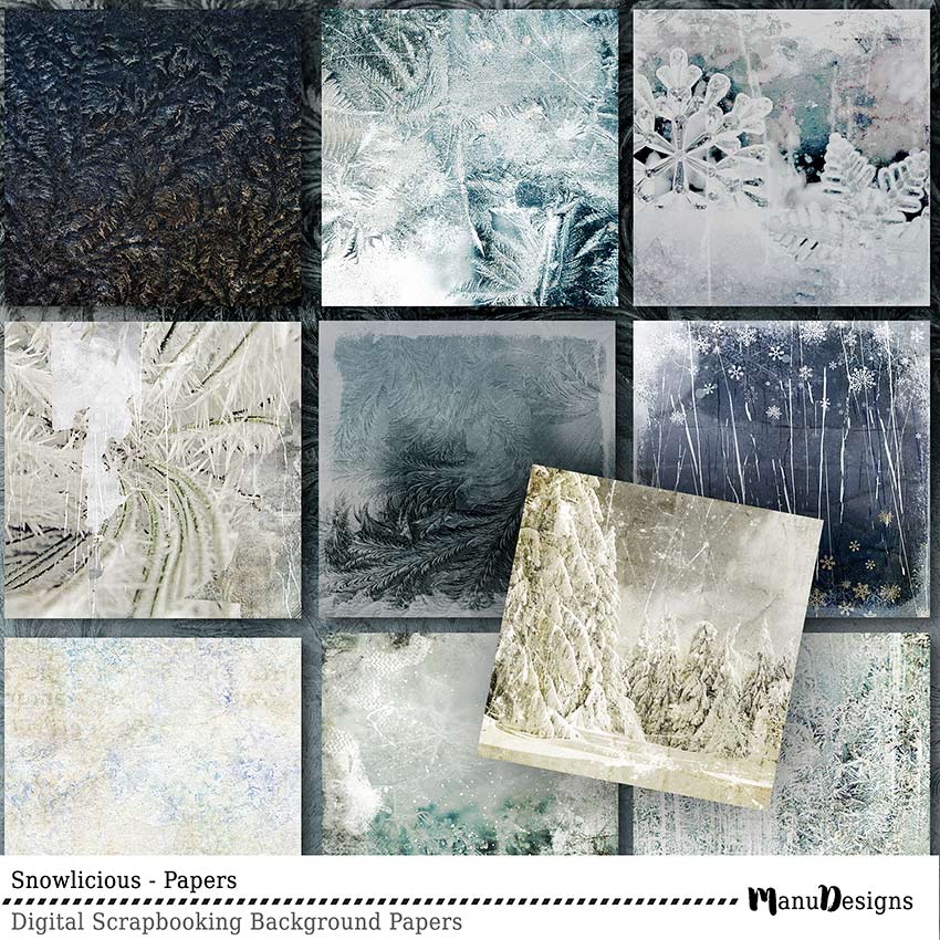 Digital Winter Scrapbook Background Papers Snowlicious – Digital ...
